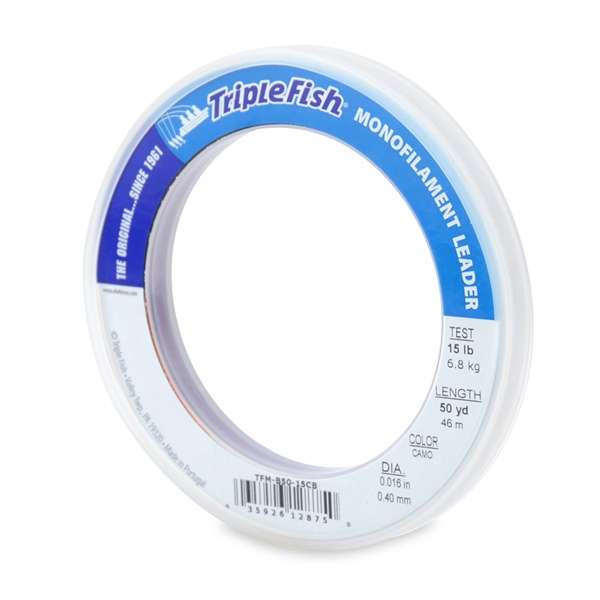 Triple Fish Monofilament Leader 50yds Camo 15lb Test - TackleDirect