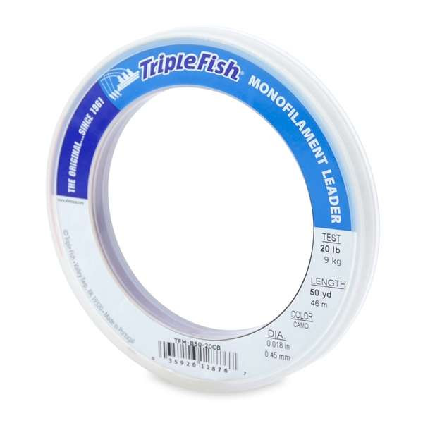 Triple Fish Monofilament Leader 50yds Camo 20lb Test - TackleDirect
