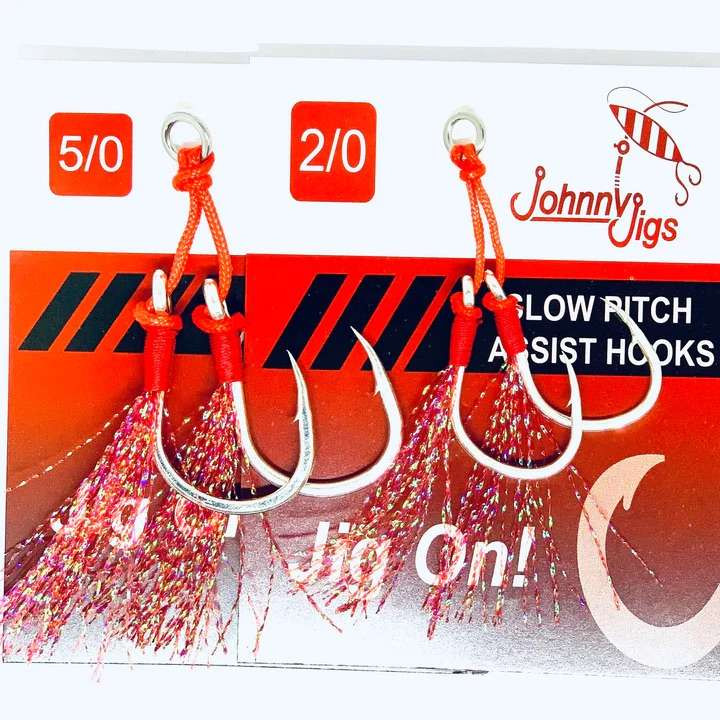 Johnny Jigs Feathered Twin Assist Hooks - TackleDirect