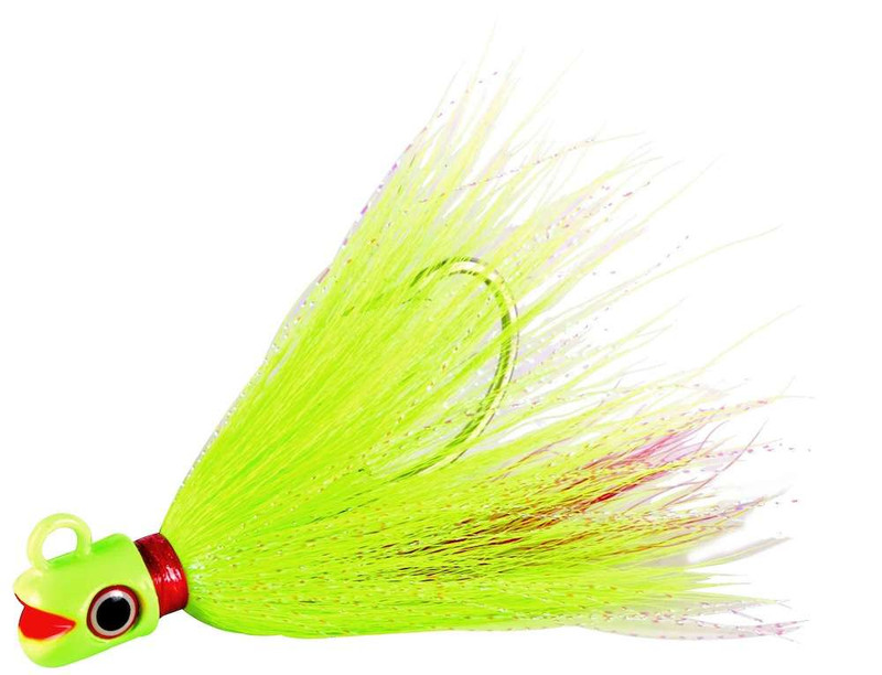 SandS Bucktails Smiling Bill Bucktail Jig - 2oz Chartreuse - TackleDirect