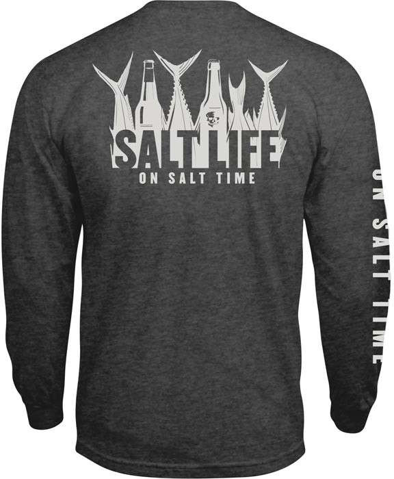 Salt Life 5 OClock Somewhere Long Sleeve Pocket Tee - Charcoal Heather