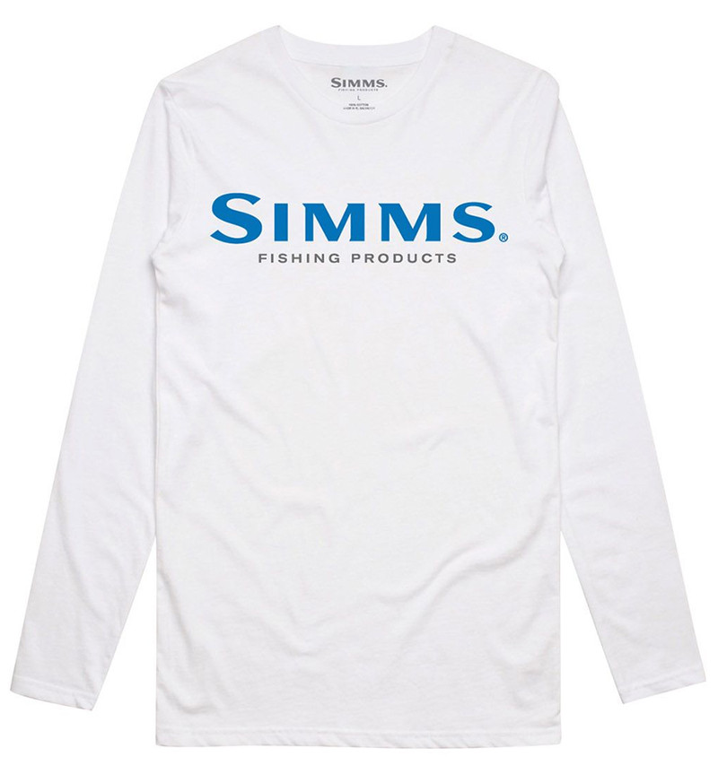 Simms Long Sleeve Tech Tee - Simms Logo - White - L - TackleDirect