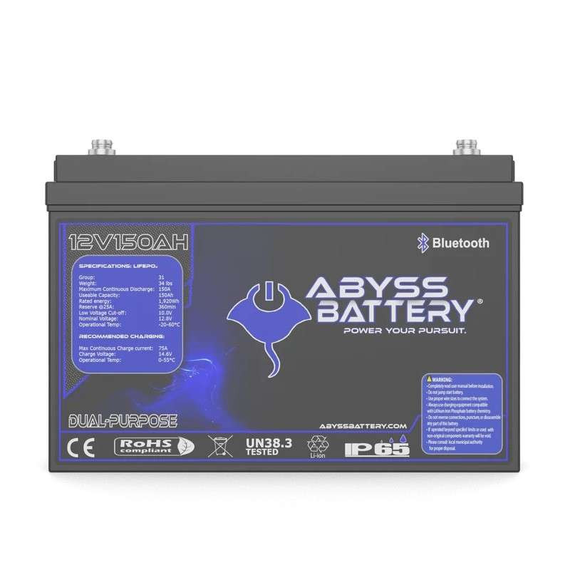 Abyss Battery 12V 150Ah Lithium Dual Purpose Marine Battery - TackleDirect