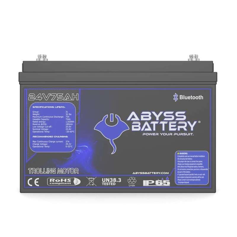 Abyss Battery 24V 75Ah Lithium Trolling Motor Battery - TackleDirect
