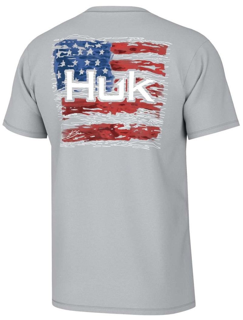 Huk KC Fly Flag T-shirt - Harbor Mist - Small - TackleDirect