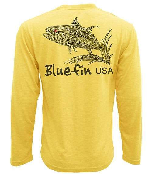 Bluefin USA Zentangle Yellowfin L/S Tech Shirt Yellow - XL