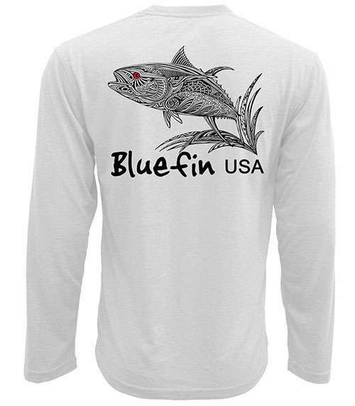 Bluefin USA Zentangle Yellowfin L/S Tech Shirt White - X-Small