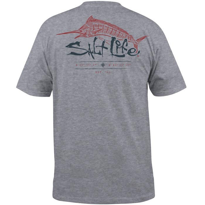 Salt Life Etched Marlin Short Sleeve T-Shirt - Athletic Heather ...