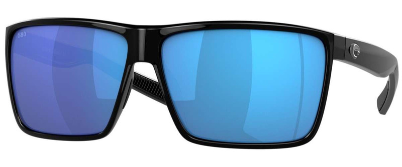 Costa Rincon Sunglasses - Blue Mirror Lens/Shiny Black Frame - TackleDirect
