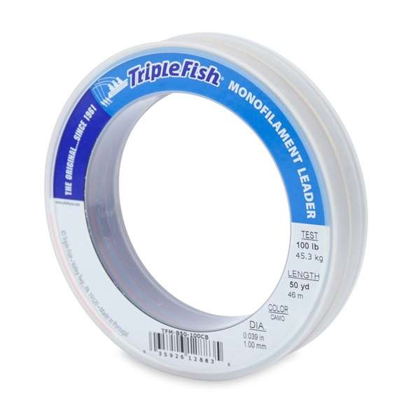 Triple Fish Monofilament Leader 50yds Camo 100lb Test - TackleDirect