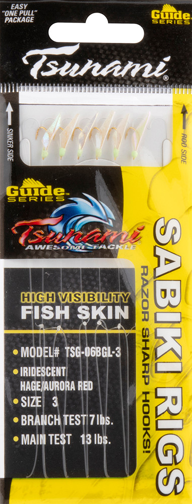 Tsunami Guide Series Sabiki Rigs - Iridescent Glow - TackleDirect