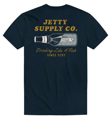 Jetty Drinkfish Short Sleeve T-Shirt - Navy - Medium - TackleDirect