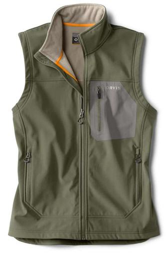 Orvis Tech Softshell Vest - Olive/Khaki - 2X-Large - TackleDirect