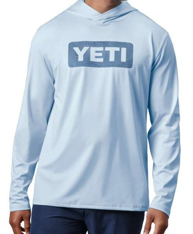 YETI Wave Long Sleeve Hooded Sunshirt - Light Blue - Large - TackleDirect