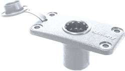 Scotty 244-WH Rectangular Flush Deck Mount - w/ Cover - TackleDirect