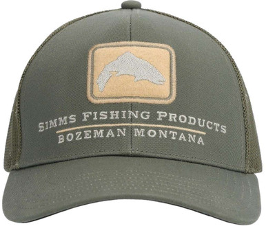 Simms Double Haul Icon Trucker Hat - Smokey Olive - TackleDirect
