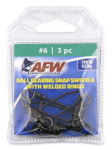American Fishing Wire Ball Bearing Snap Swivels #6 3pk - TackleDirect