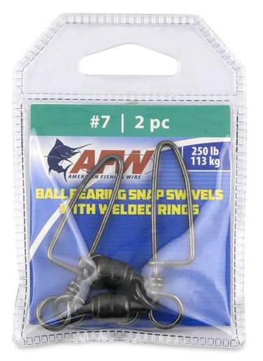 American Fishing Wire Ball Bearing Snap Swivels #7 2pk - TackleDirect