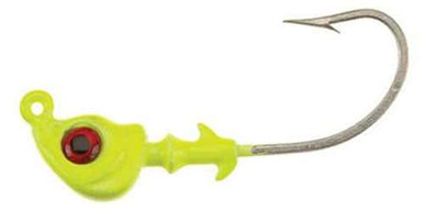 DOA C.A.L. Jig Heads Long Shank 1/4oz 3 Pack 420 Chartreuse-Red Eye