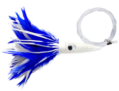 CandH Wahoo Whacker Feather Lure - 10in - White/Blue - TackleDirect
