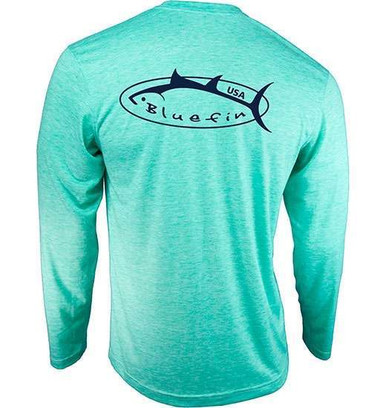 Bluefin USA Logo Design Tech Tee Aqua - TackleDirect