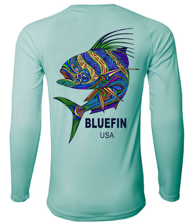 Bluefin USA Rashguard - Rooster - Aqua - L - TackleDirect