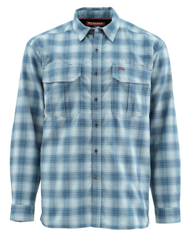 Simms Coldweather LS Shirt - Admiral Blue Plaid - XL - TackleDirect