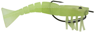 Egret Baits Vudu Weedless Shrimp - 3.5in - Glow - TackleDirect