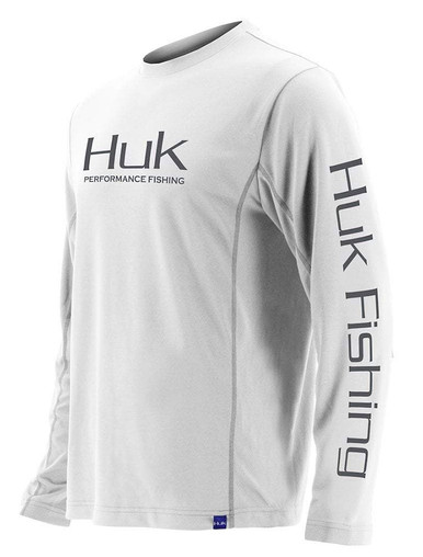 Huk Icon X LS Shirt - White - L - TackleDirect