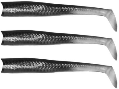 FishLab Mad Eel Replacement Tails - 7in - Black Ice - TackleDirect
