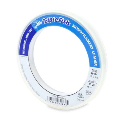Triple Fish Monofilament Leader 50yds Clear 50lb Test - TackleDirect