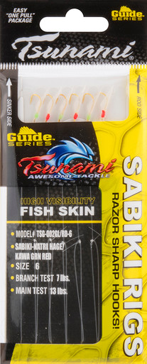 Tsunami Guide Series Sabiki Rig - Natural Glow/Red - 6 - TackleDirect