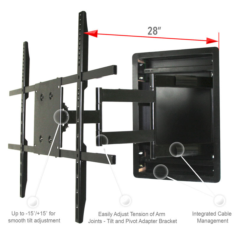 In Wall TV Mount, Recessed Articulating In Wall TV Mount for 42 to 80 ...