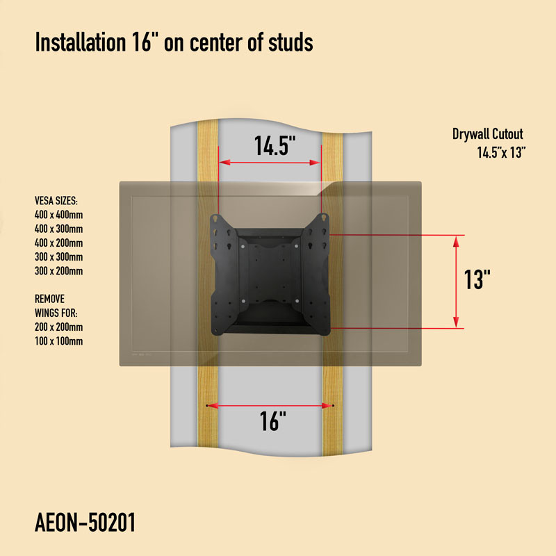 [Open Box] AEON-50201 In Wall Recessed TV Mount with Zero Clearance for ...
