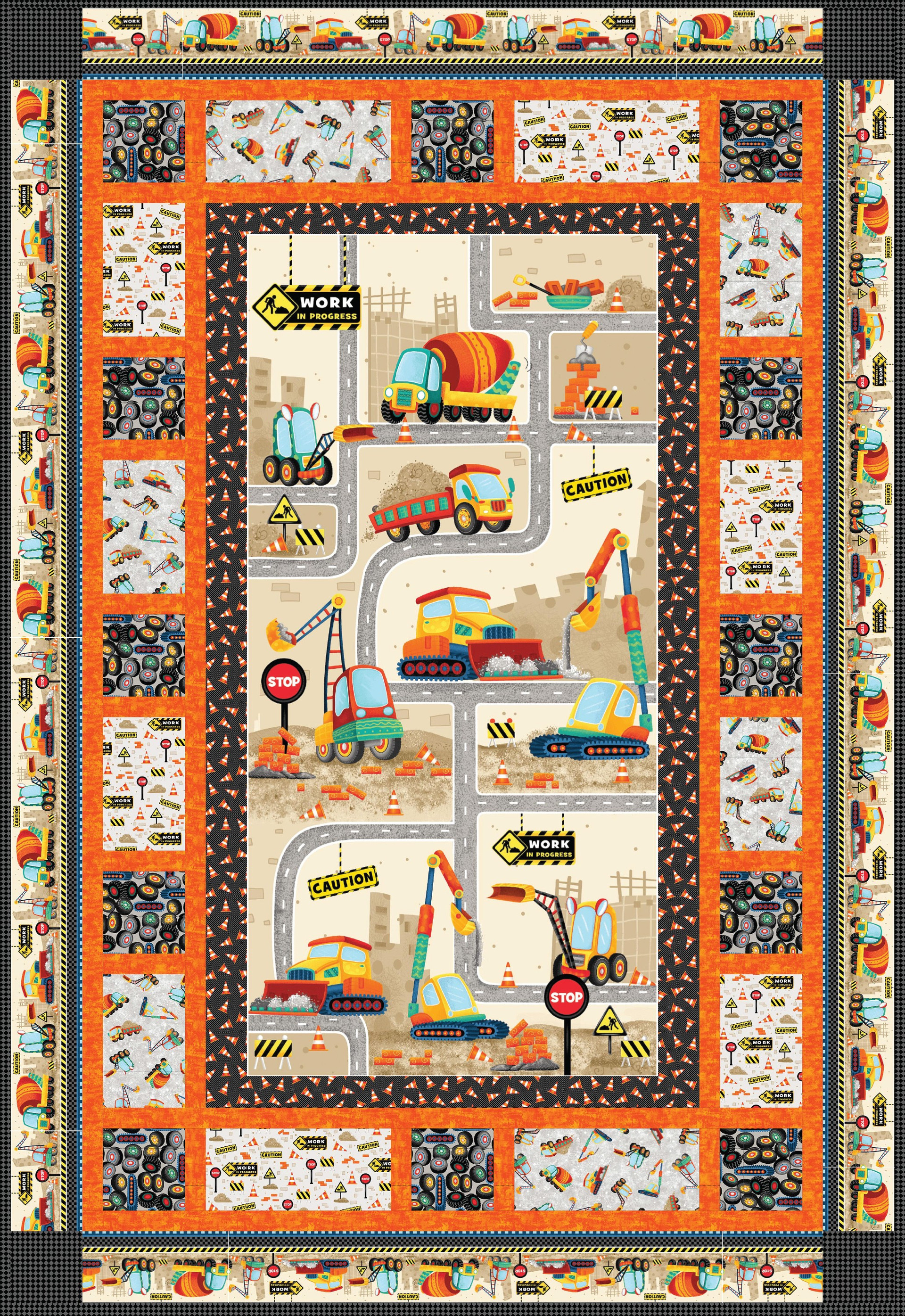 Another Brick in the Wall - Construction Zone Quilt - The Blank ...