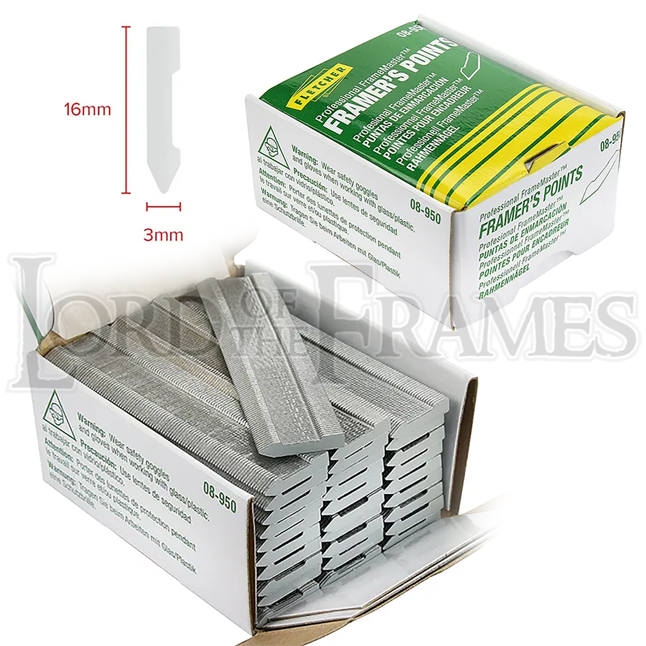 Fletcher Rigid Framers Points 16mm 3,000 Box | Lord of the Frames Ltd