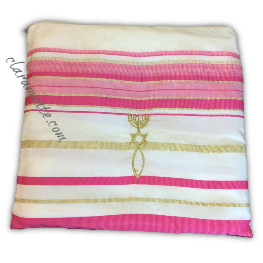 Tallit en Hebreo Manto para Oracion color rosa 2219