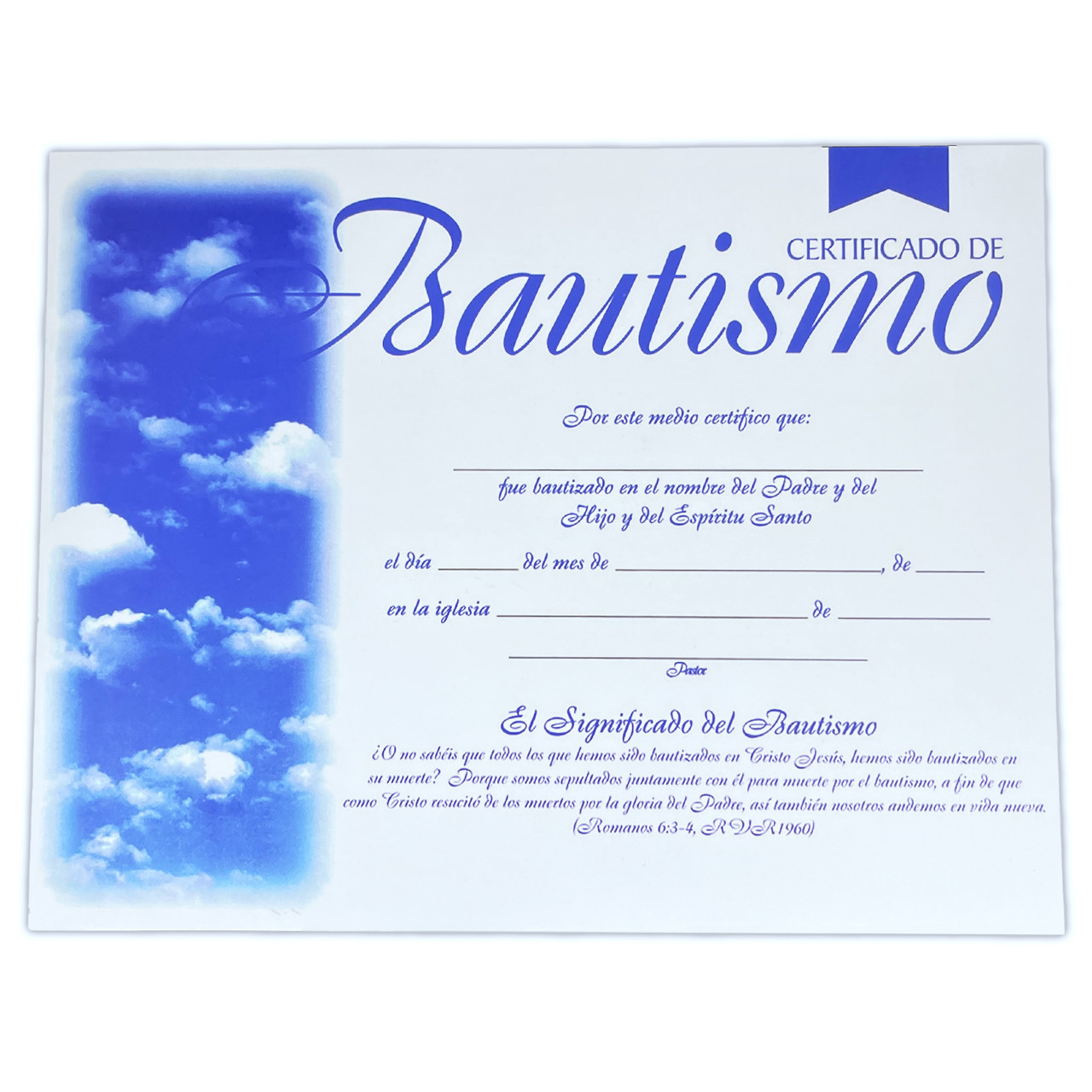 Certificado de Bautismo, Paquete de 6, 081407001708