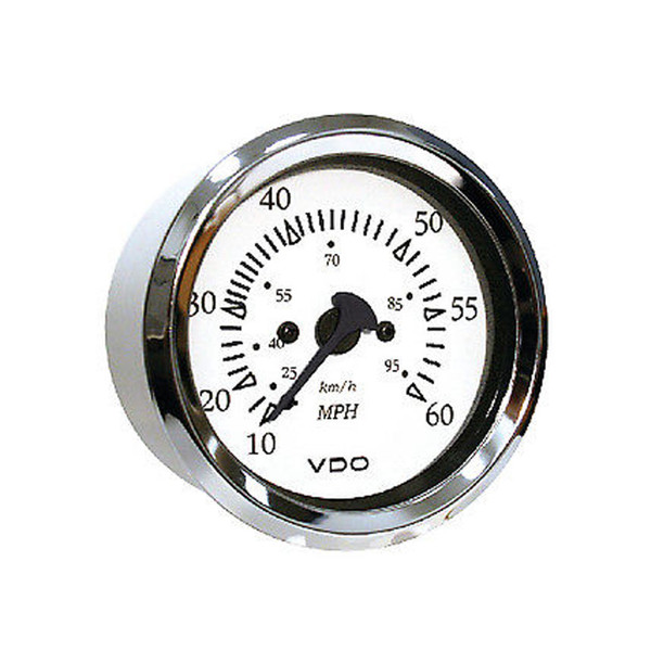 Universal New White & Chrome Marine 0-60MPH Speedometer, 50-15141