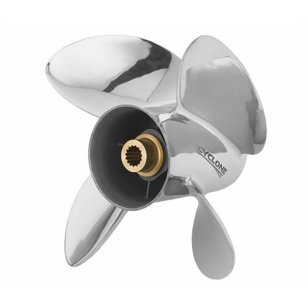 Johnson Evinrude OMC OEM Cyclone Stainless Steel 4 Blade Propeller 14. ...