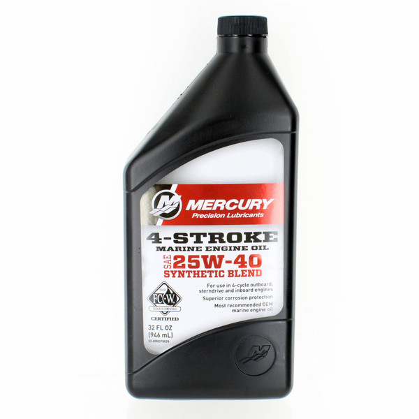 Mercury Marine New OEM 4-Stroke 25W-40 Synthetic Blend Engine Oil, 92 ...