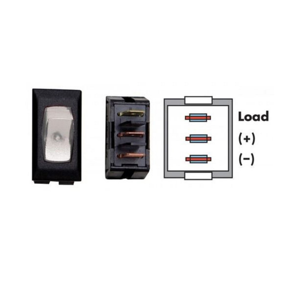 Diamond A1-35C Lighted Appliance Switch, 12V, Black w/ White Lamp