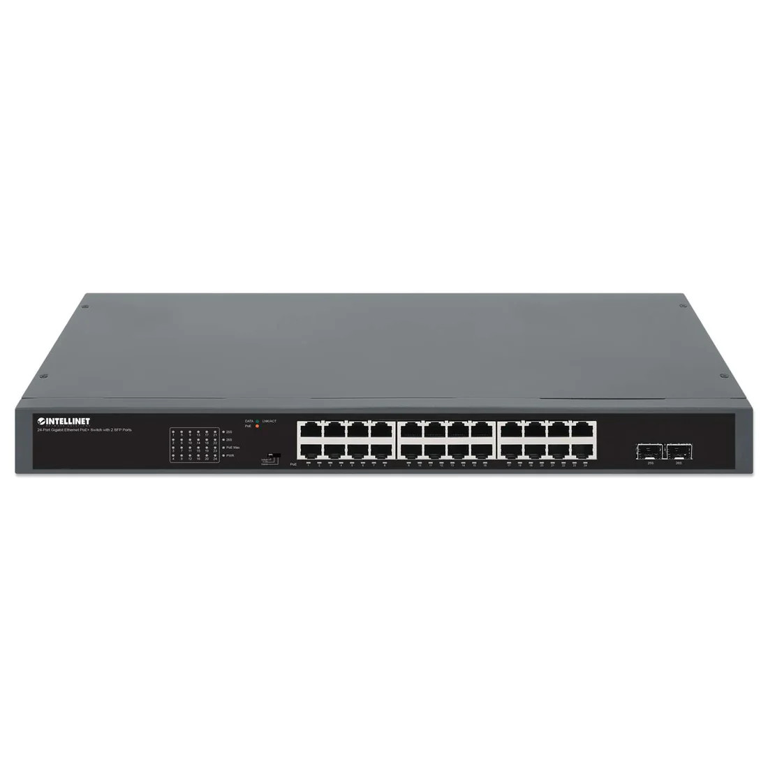 Intellinet 24-Port Gigabit Ethernet PoE+ Switch with 2 SFP Ports