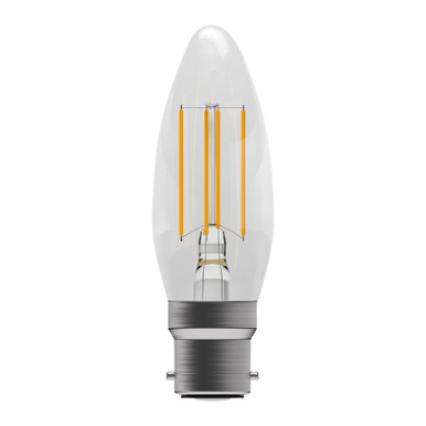 LED Genesis Candle 4.5W (40W eq.) B22d 2700K Clear Bell - CP Lighting Ltd