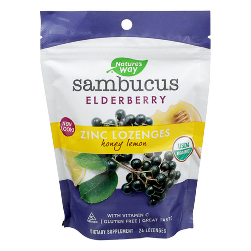 Nature's Way Honey Lemon Elderberry Zinc Lozenges - 1 Each - 24 CT