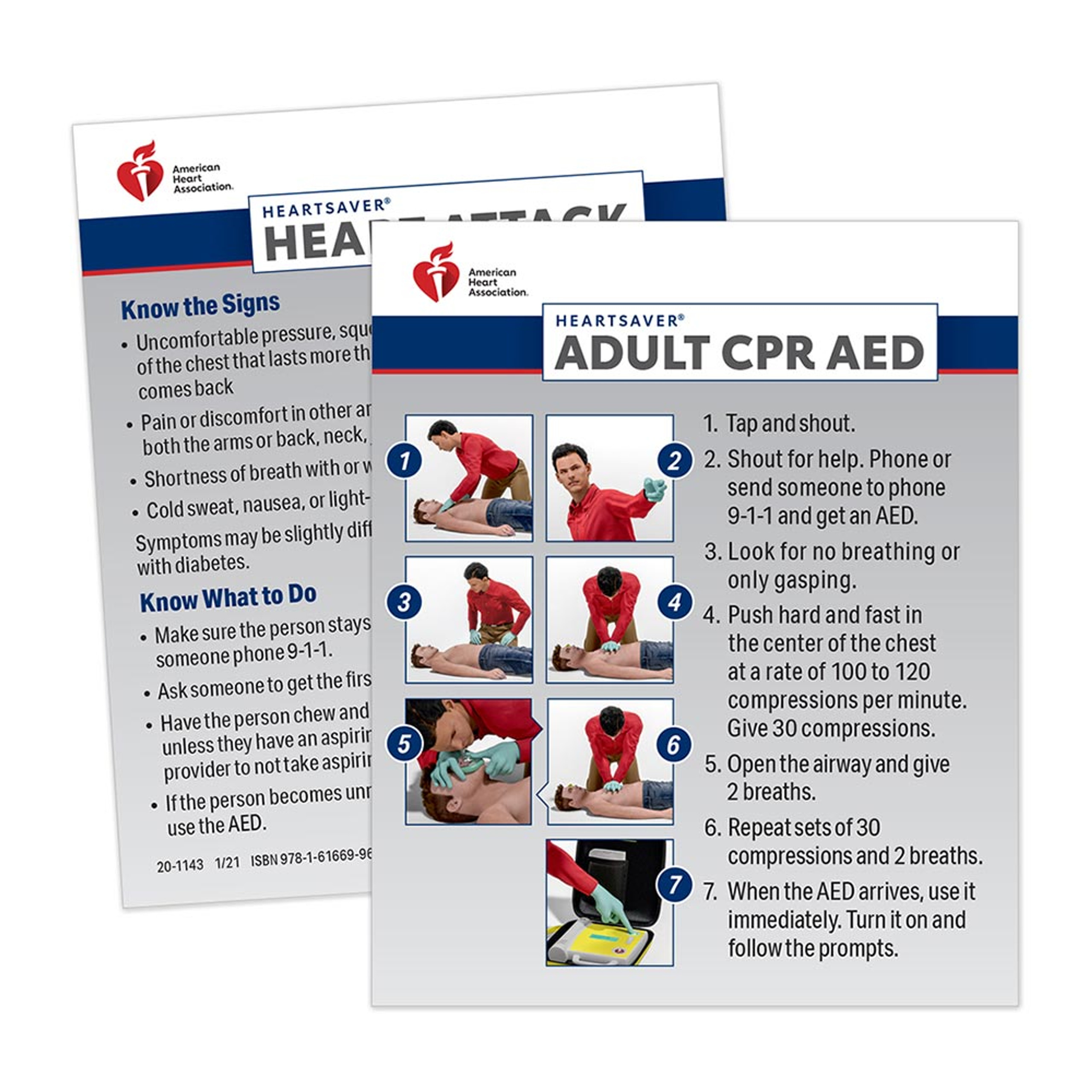 AHA 2020 Heartsaver Adult CPR AED 100 Wallet Cards aha-2020-heartsaver-adult-cpr-aed-100-wallet-cards