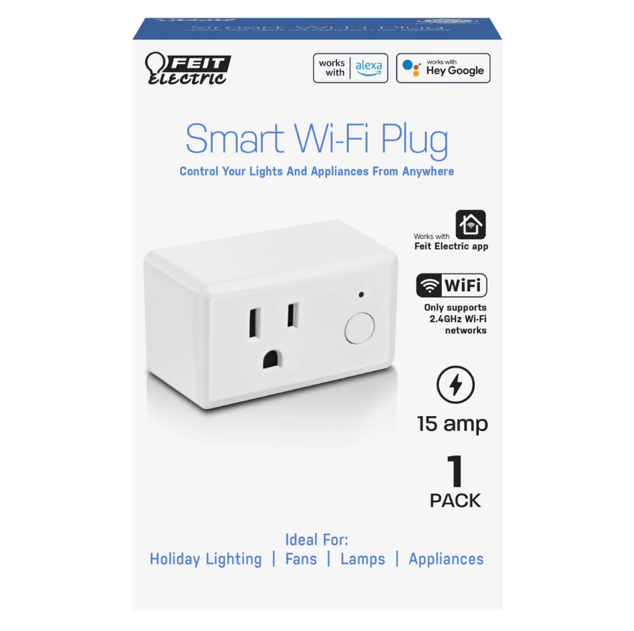 FEIT Electric Indoor Smart Wi-Fi Wall Plug Alexa / Google PLUG/WIFI- Min Quantity of 24