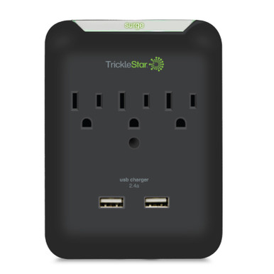 TrickleStar 3 Outlet Powertap + 2 USB Ports TS1207 - Case of 20 Minimum