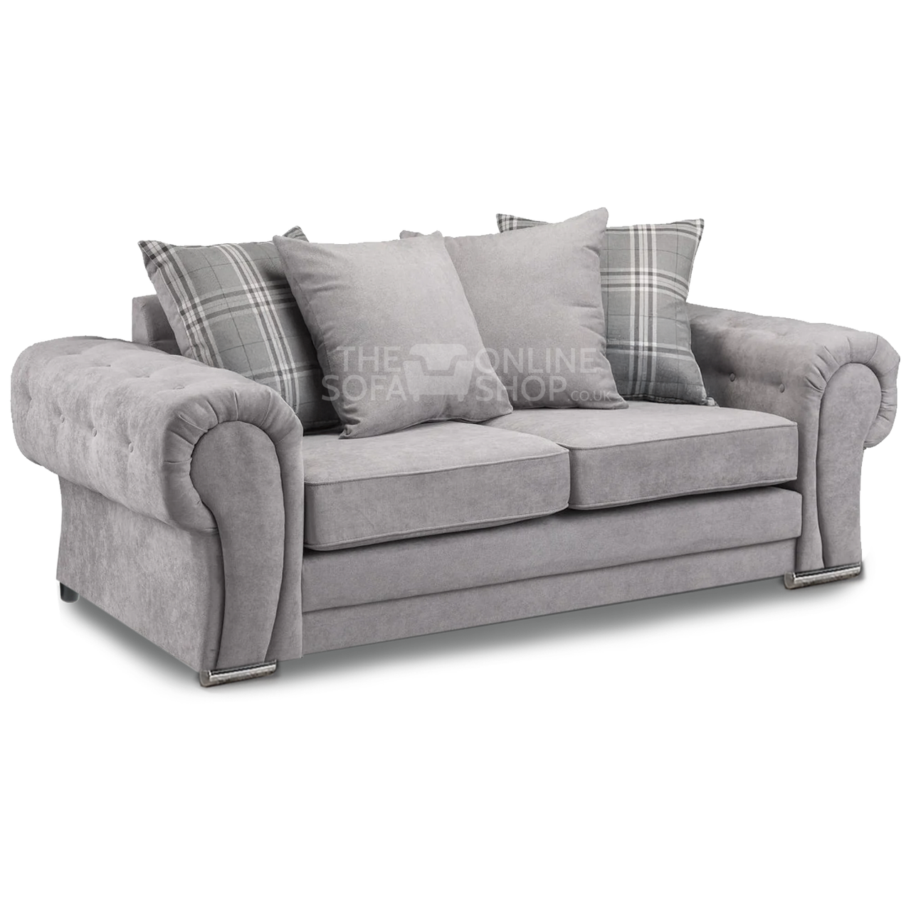 Milan 3 Seater Grey Fabric Sofa Scatter back | The Online Sofa Shop