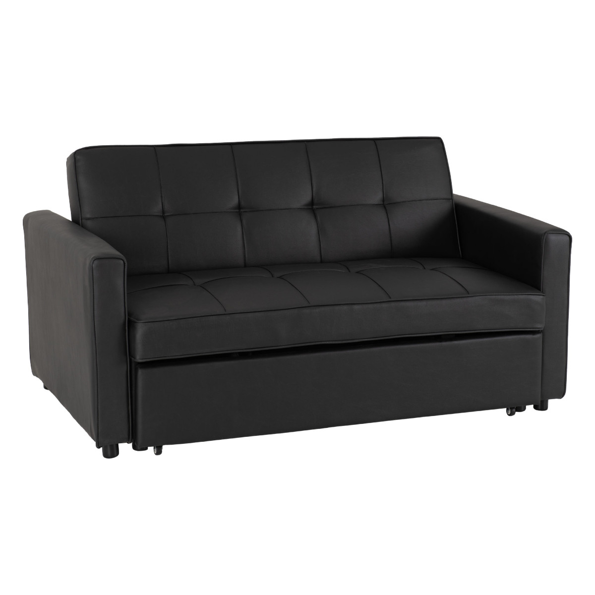 Astoria 2 Seater Faux Leather Sofa Bed Black | The Online Sofa Shop